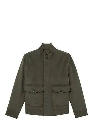 REISS Hadley Wool-blend Bomber Jacket - Green