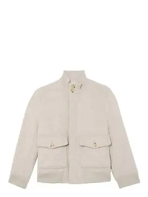 REISS Hadley Wool-blend Bomber Jacket - Oatmeal