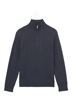 REISS Findlay Funnel-neck Wool Jumper - Airforce Blue