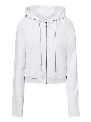 ENTIRE STUDIOS Zip-up Cropped Cotton Hoody - Heather Grey