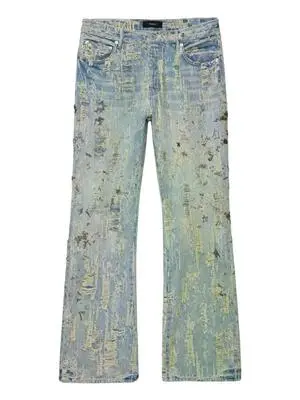 PURPLE BRAND Distressed Embellished Denim Jeans - Blue