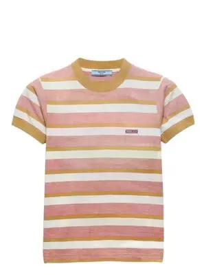 Prada Striped Jersey T-shirt - Neutrals