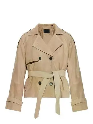 ALLSAINTS Reed Cropped Suede Trench Coat - Neutrals