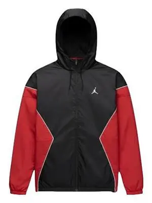 JORDAN Brooklyn Hooded Draft Jacket - Black/gym Red/white