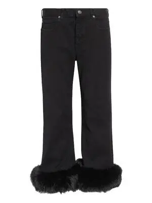 Balenciaga Faux Fur-trimmed Flare Jeans - 1105 Pitch Black