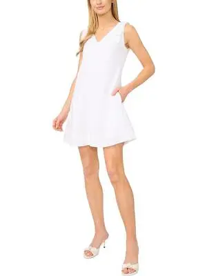 CECE DUPRAZ Bow Shoulder Shift Minidress Ultra White