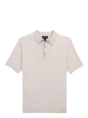 Scott Barber Solid Bouclé Polo - Flax