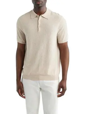 Scott Barber Solid Bouclé Polo - Flax