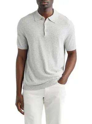 Scott Barber Solid Bouclé Polo - Silver