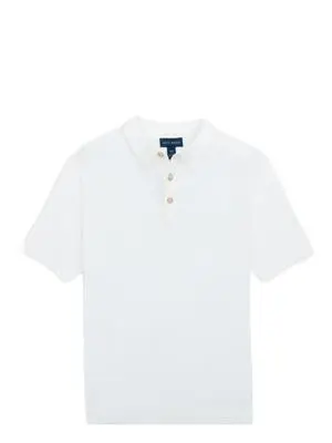 Scott Barber Solid Bouclé Polo - White