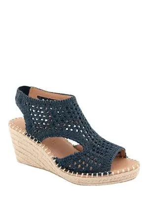 Gentle Souls Cody Cutout Espadrille Wedge Sandal - Navy Knit