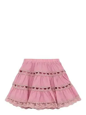 THEME Sofia Heart Bow Lace Mini Skirt - Ballet Pink