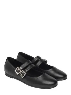 NEROGIARDINI Double Strap Ballet Flat - Black