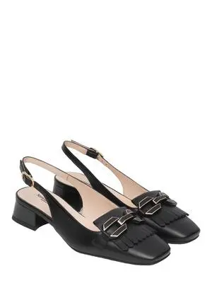 NEROGIARDINI Kiltie Fringe Slingback Pumps - Black