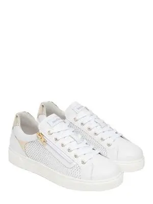NEROGIARDINI Leather Side Zip Sneakers - White