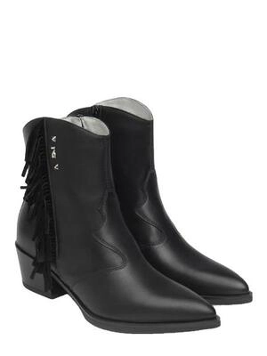 NEROGIARDINI Fringe Western Bootie - Black