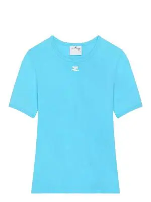 COURREGES Logo-embroidered T-shirt - Blue