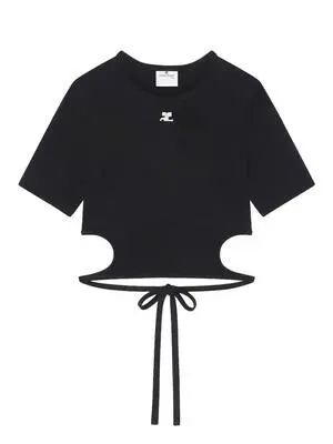 COURREGES Ribbon Cutout T-shirt - Black