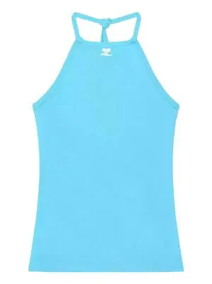 COURREGES Logo-embroidered Halterneck Top - Blue