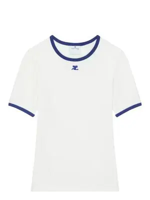 COURREGES Logo-embroidered T-shirt - White
