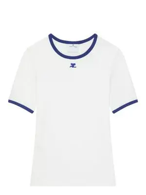 COURREGES Logo-embroidered T-shirt - White