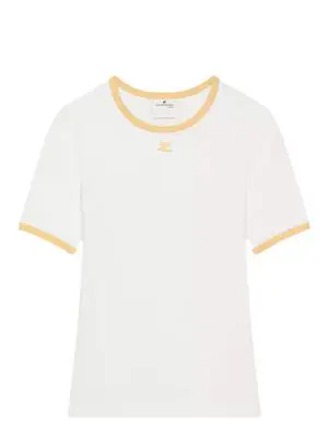 COURREGES Contrast-trim Signature T-shirt - White