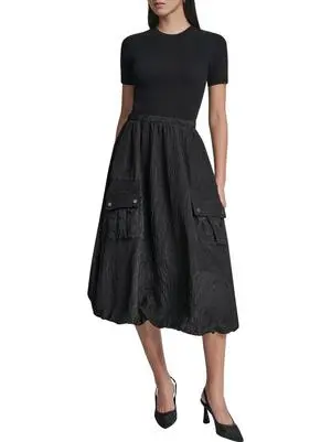 Dkny Mixed Media Cargo Pocket Midi Dress - Black