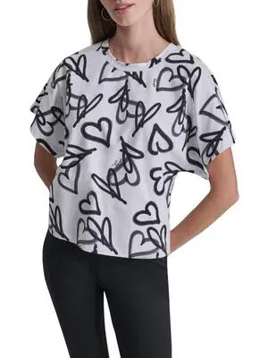 Dkny Printed Tee Shirt - Ivory Graffiti Heart