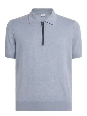 Pal Zileri Cotton Zip-up Polo Shirt - Blue