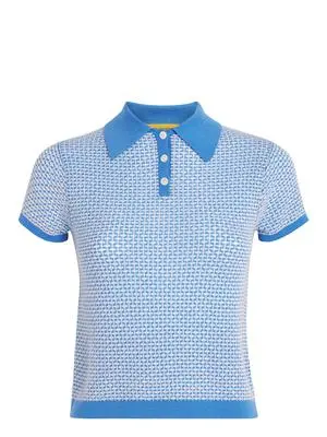 Guest In Residence Cashmere Shrunken Polo Shirt - Blue