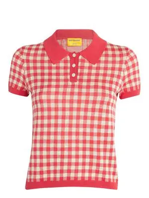 Guest In Residence Silk-linen Shrunken Polo Sweater - Red