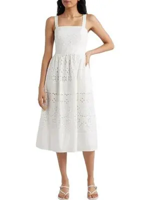 Sam Edelman Cotton Eyelet Midi Dress - White