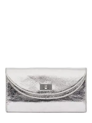 Sandro Mambo Metallic Leather Clutch - Silver