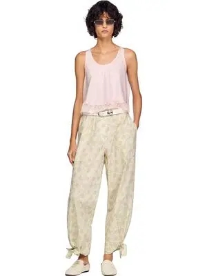 Sandro Floral Wide-leg Trousers - Pink / Green