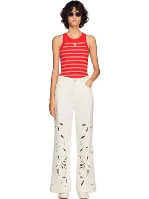 Sandro Wide-leg Embroidered Jeans - White