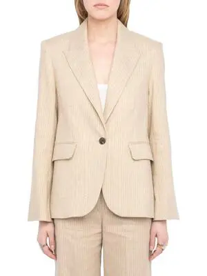 Zadig&Voltaire Vavy Tailleur Pinstripe Blazer - Cookie