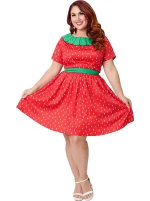 SMAK PARLOUR Petal Collar Flare Dress - Red & Green