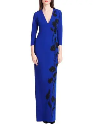 EMILY SHALANT EMILY SHALANT Beaded Stretch Crepe Gown