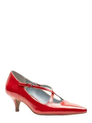 FRANCES VALENTINE Lily Pointed Toe Kitten Heel Pumps - Red