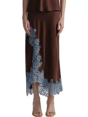 A.L.C. Olivia Lace Trim Asymmetric Maxi Skirt - Ganache/french Blue