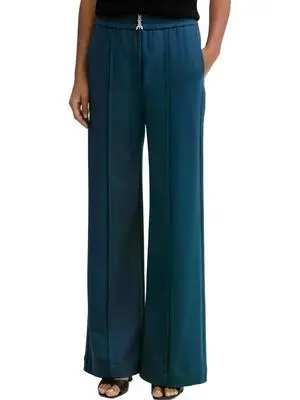 Patrizia Pepe Straight Leg Trousers With Logo Zipper - Blue