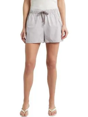 Bernardo Stripe Drawstring Shorts - Taupe/ivory
