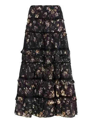 ALLSAINTS Floral Print Maxi Skirt - Black