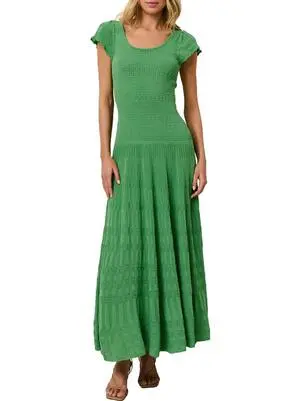Solid & Striped The Belle Rib Knit Fit & Flare Midi Dress - Turtle Green