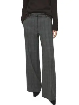 Mango High Waist Wide Leg Trousers - Grey