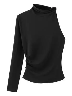 Mango One-shoulder Turtleneck Top - Black
