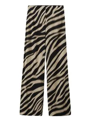 Mango Zebra Print Straight Leg Pants - Black