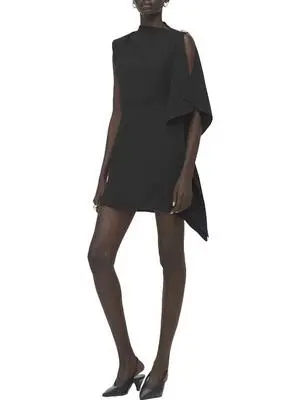 Mango Asymmetric Mini Dress - Black