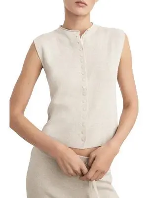 Mango Cotton Blend Sweater Vest - Beige