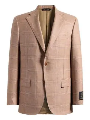 HERITAGE GOLD Plaid Wool & Silk Blend Sport Coat - Vicuna